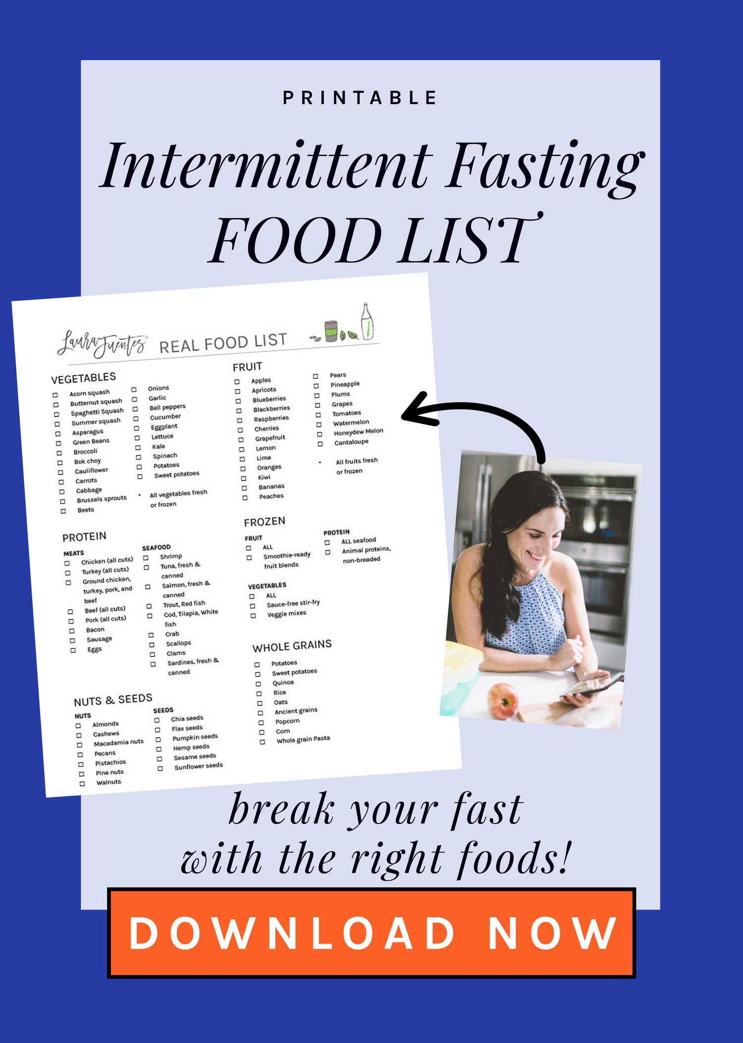Intermittent Fasting Food List & Printable PDF | Laura Fuentes